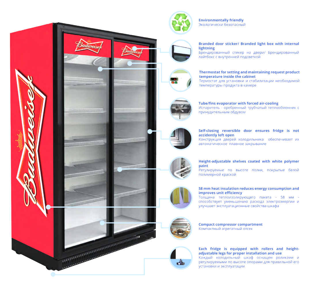 Холодильный шкаф двухдверный EXTRA LARGE Full Door новинка